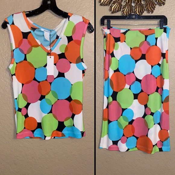 Maxou | Skirts | New Colorful Circle Print Skirt Set | Poshmark